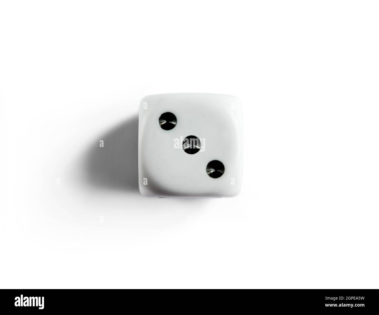 Number 3 on clean dice. Top view. White background. Isolated Stock ...