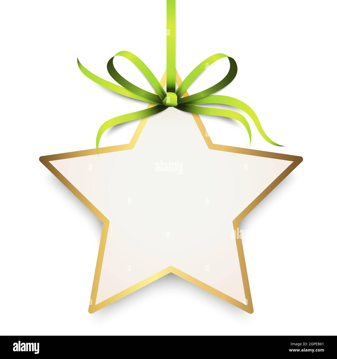 gold ribbon bow with christmas star hang tag Stock Vector Image & Art ...