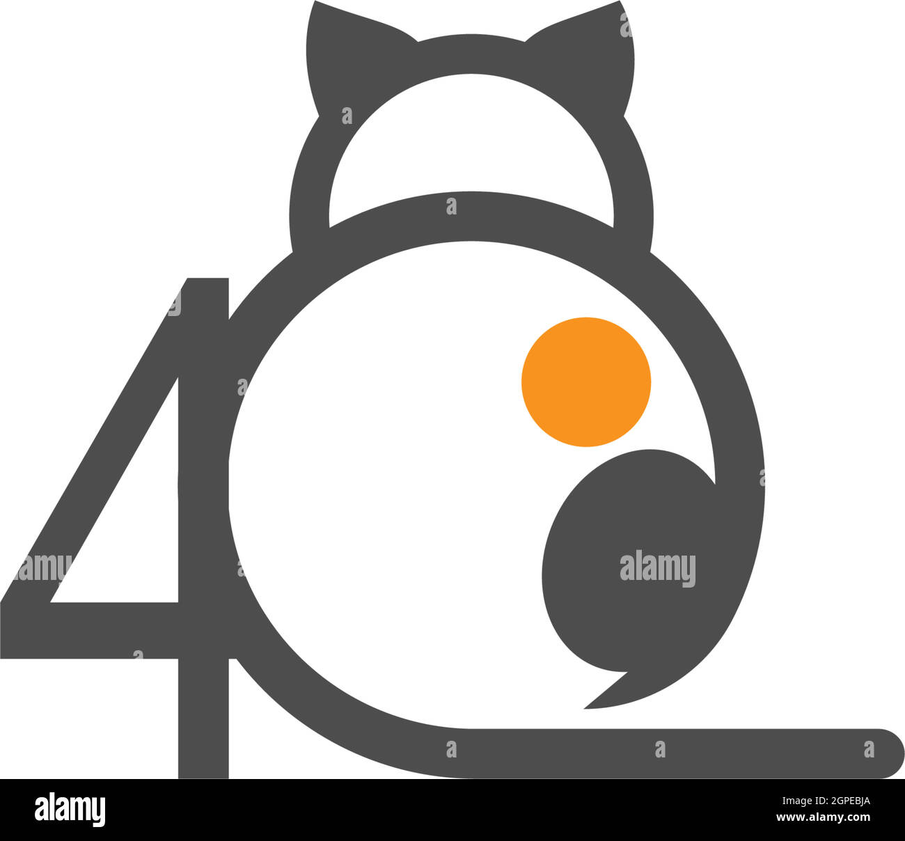 Cat icon logo with number 4 template design vector Stock Vector Image ...