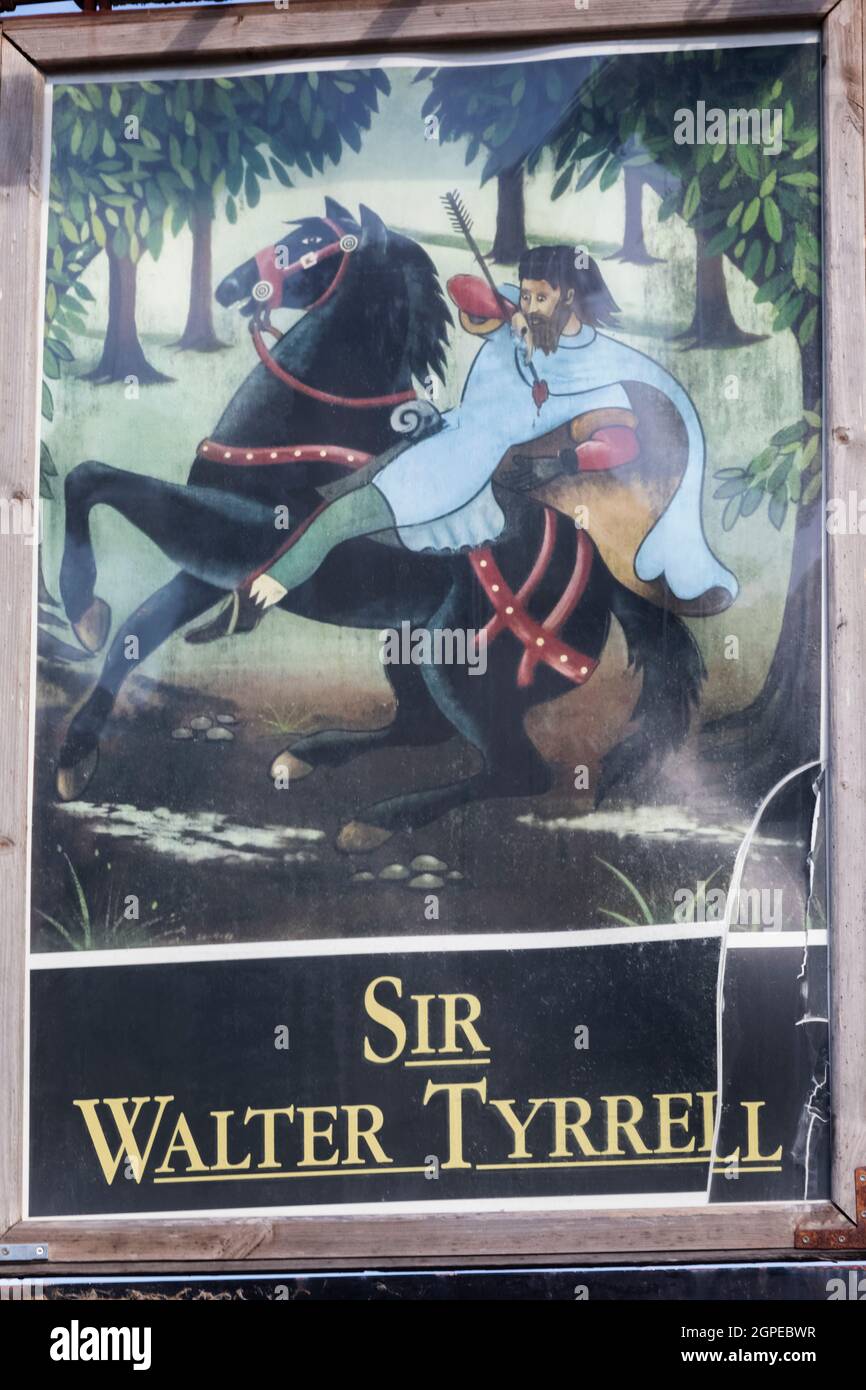 England, Hampshire, The New Forest, Minstead, Rufus Stone, Sir Walter ...