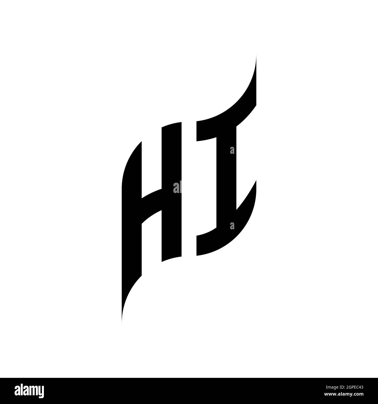 HI Monogram geometric shape style template. Monogram initial design ...