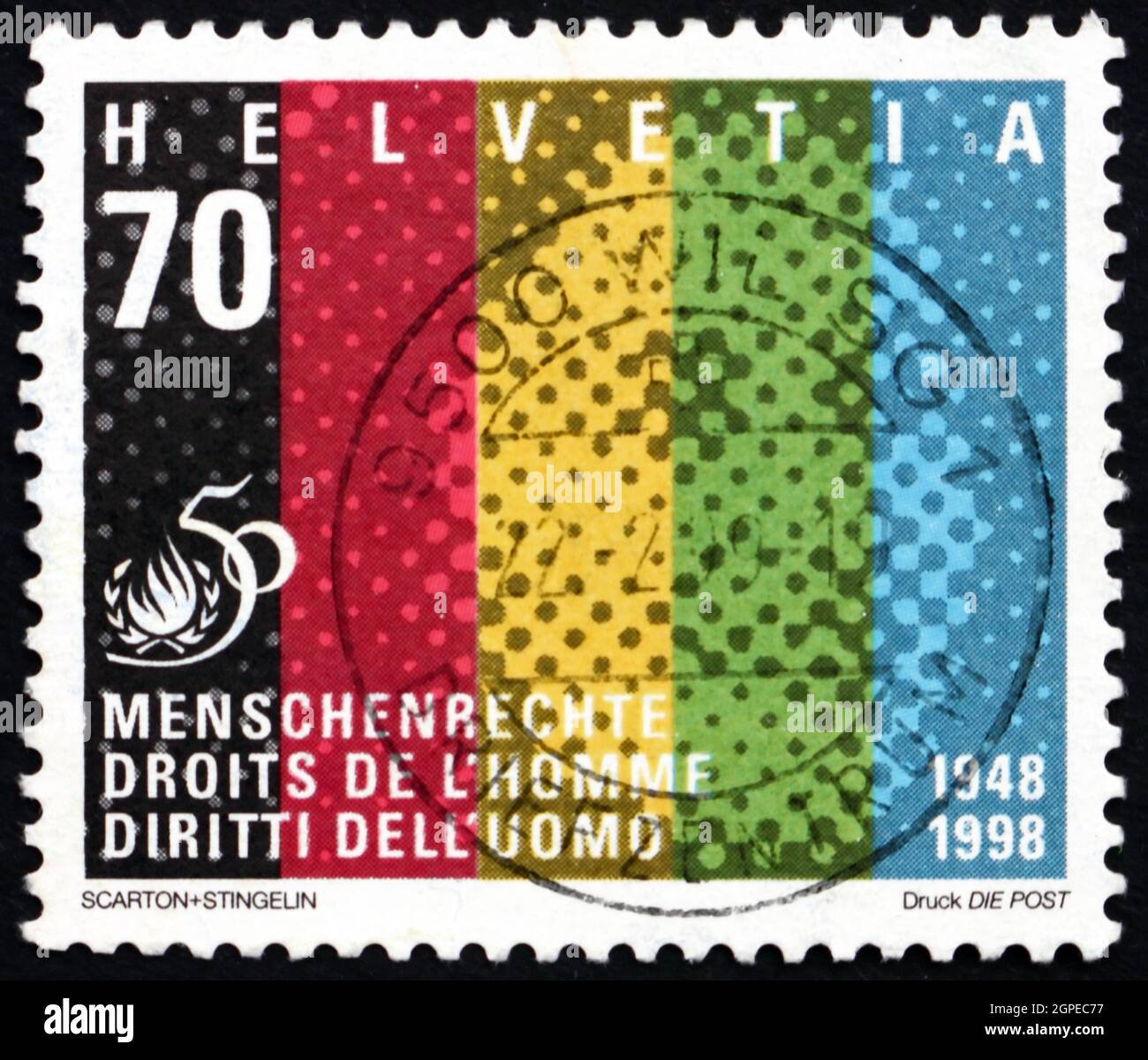 SWITZERLAND - CIRCA 1998: a stamp printed in the Switzerland shows ...
