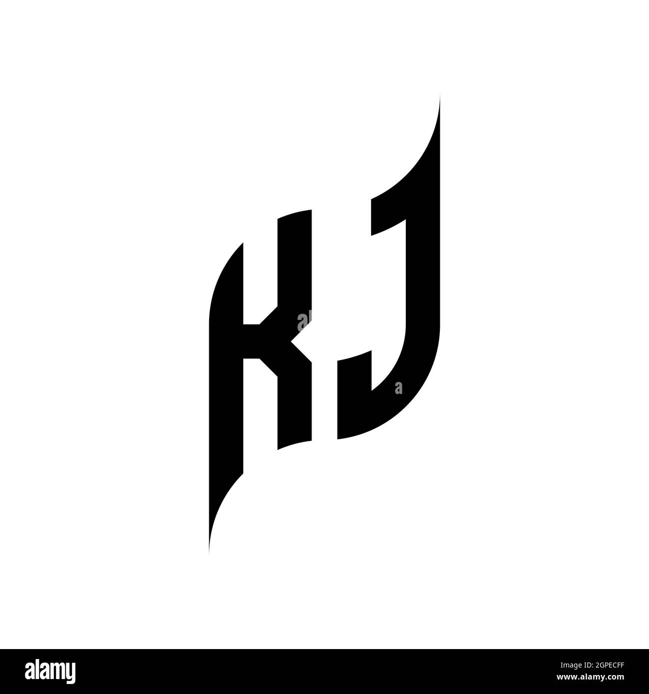 KJ Monogram geometric shape style template. Monogram initial design ...
