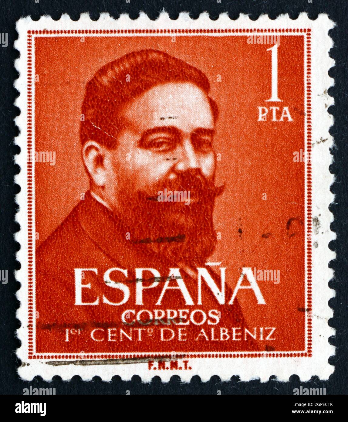 SPAIN - CIRCA 1960: a stamp printed in the Spain shows Isaac Albeniz ...