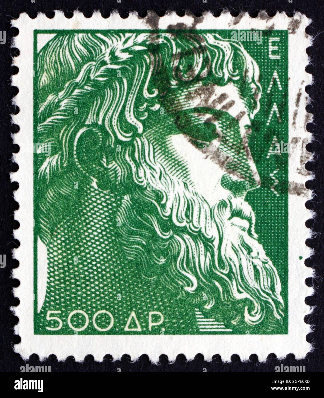 GREECE - CIRCA 1954: a stamp printed in the Greece shows Zeus of ...