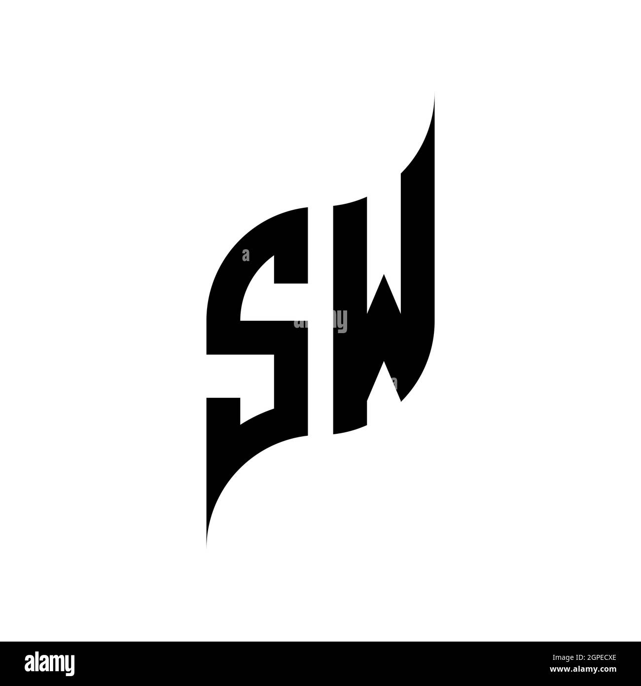 SW Monogram geometric shape style template. Monogram initial design ...