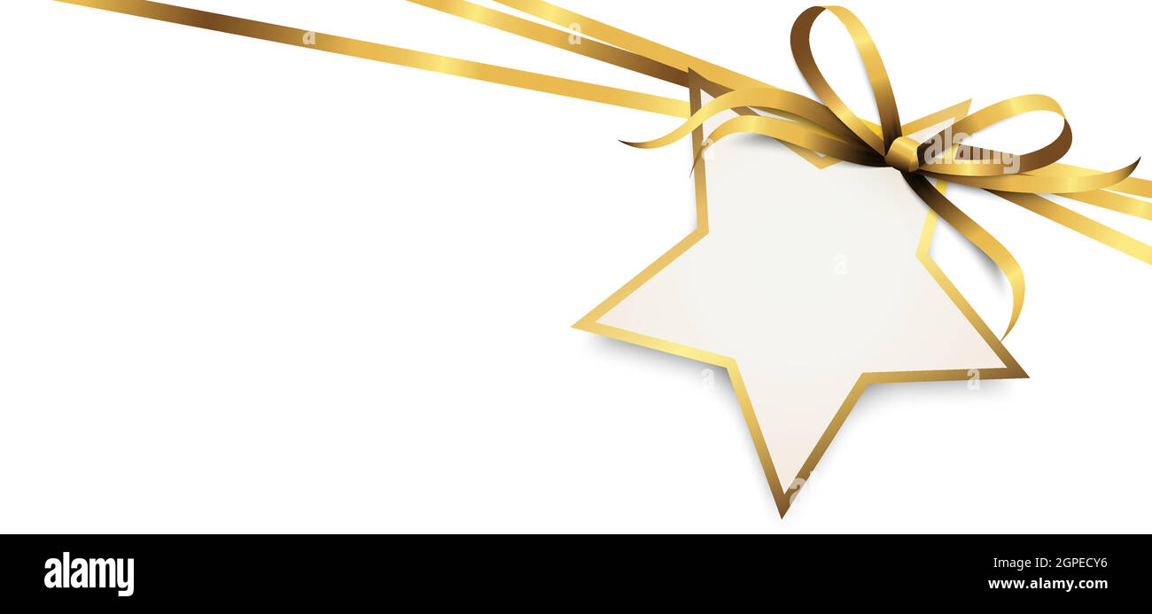 gold ribbon bow with christmas star hang tag Stock Vector Image & Art ...