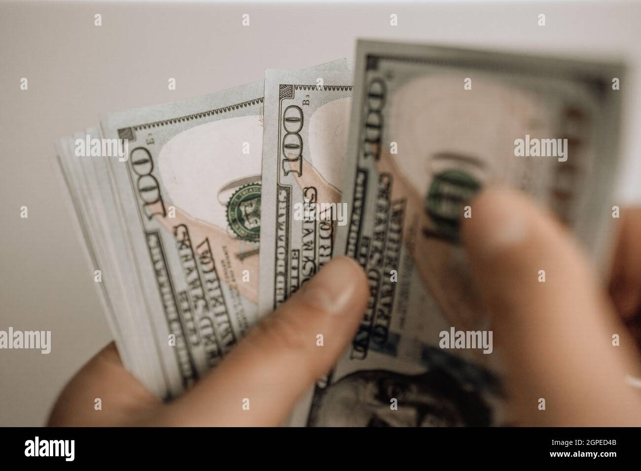 Man counting money, economy concept, money distribution. Saving ...