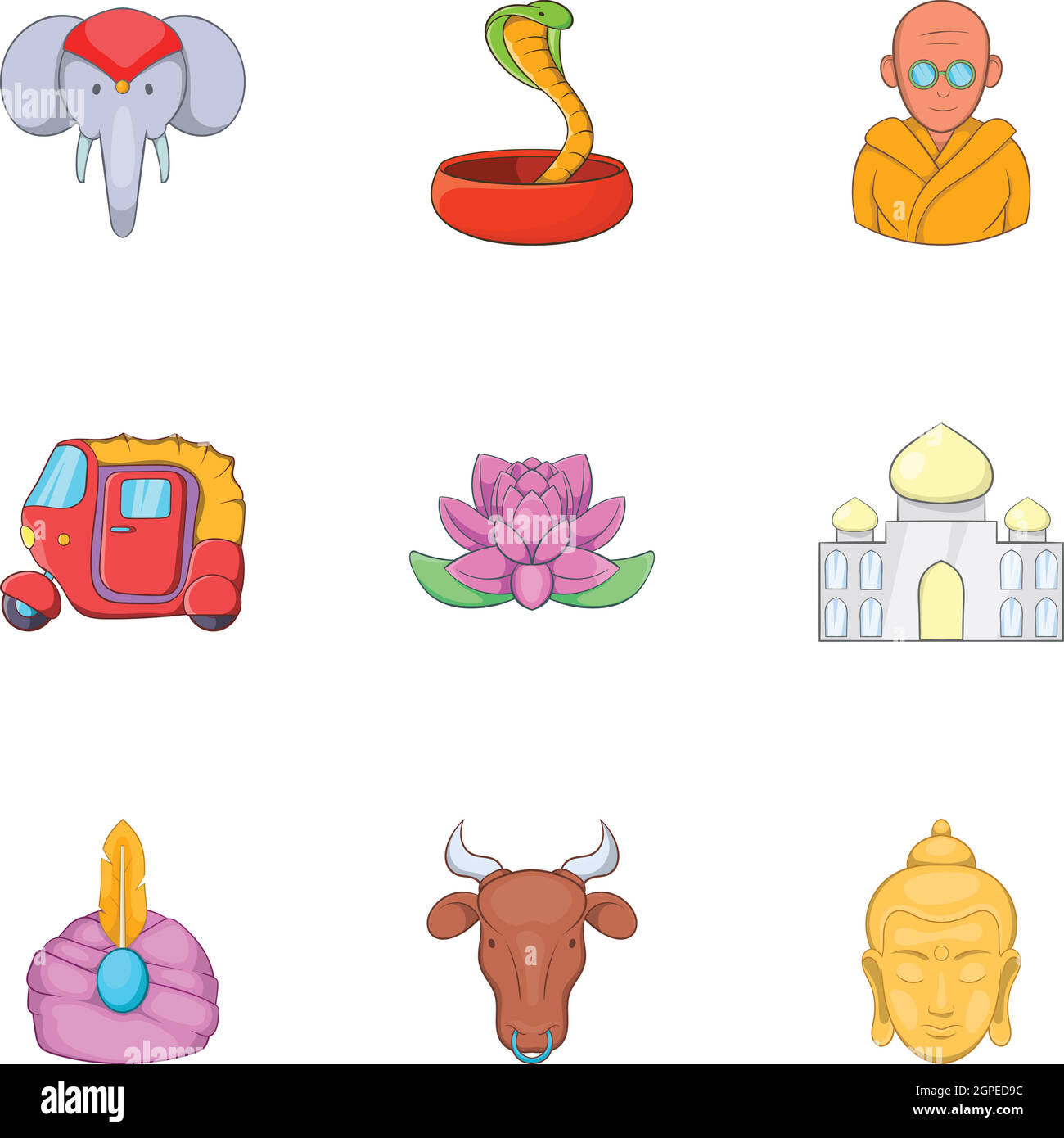 India icons set, cartoon style Stock Vector Image & Art - Alamy