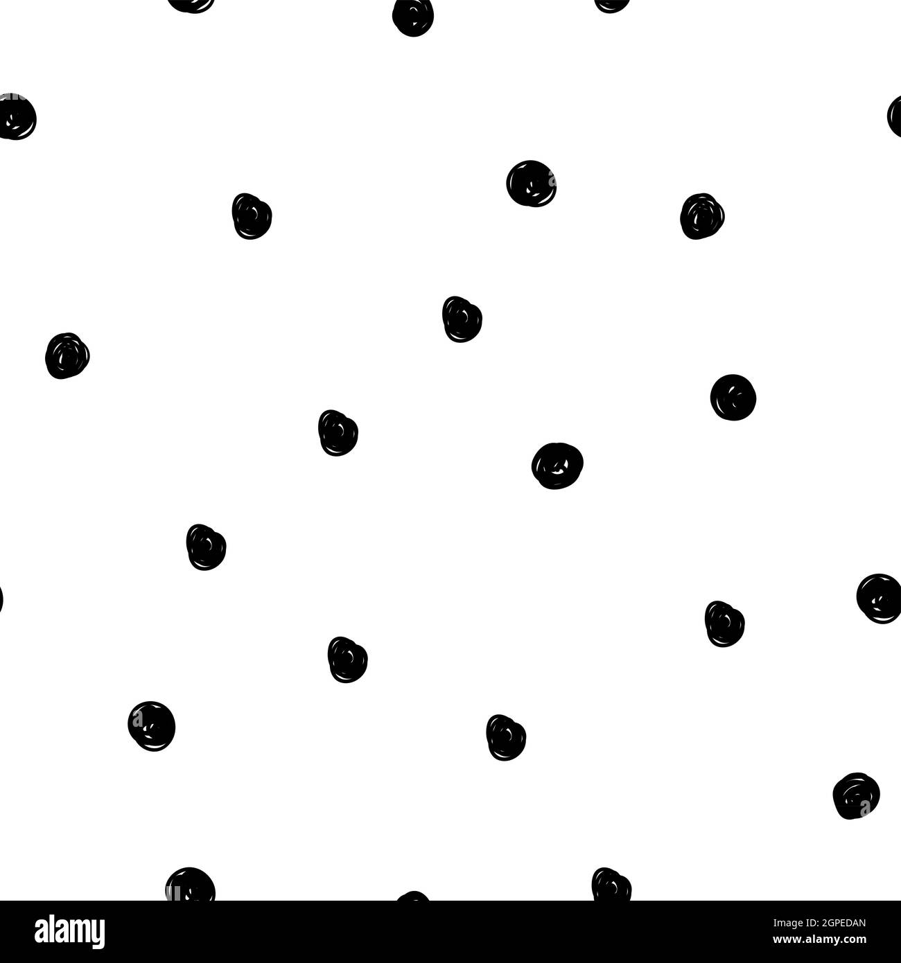 Sketchy hand-drawn points vector seamless pattern. Black dots texture ...