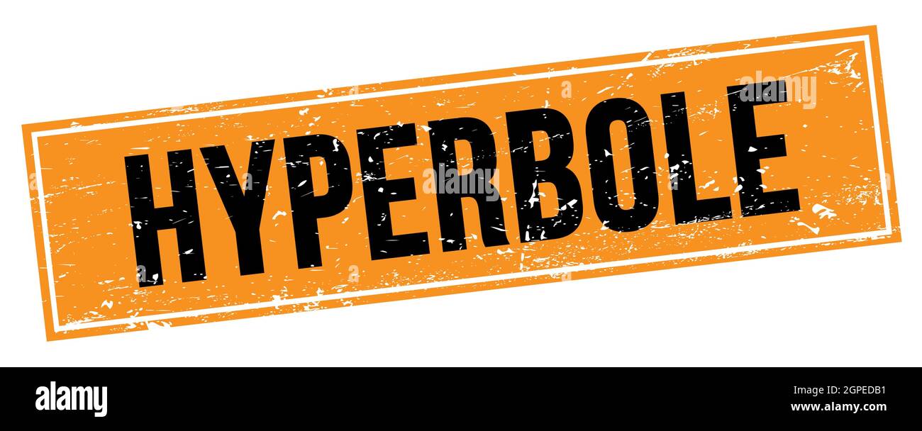 HYPERBOLE text on black orange grungy rectangle stamp sign Stock Photo ...