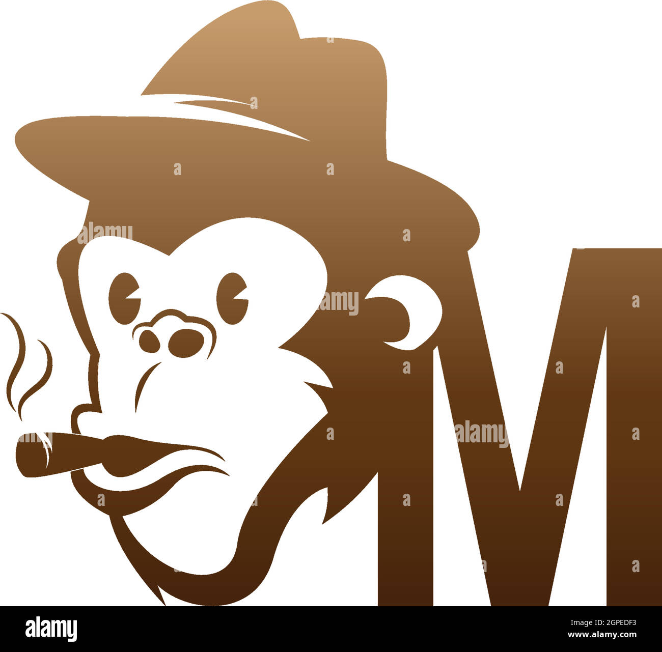 Monkey head icon logo with letter M template design Stock Vector Image ...