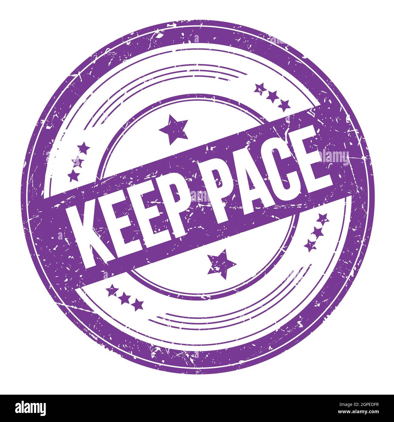 KEEP PACE text on violet indigo round grungy texture stamp Stock Photo ...