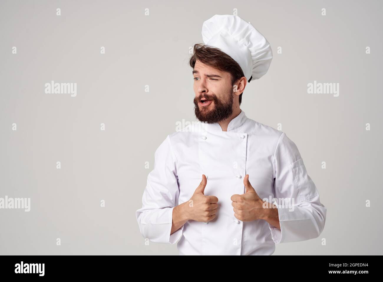 Man restaurant service Professional hand gesture light background Stock ...