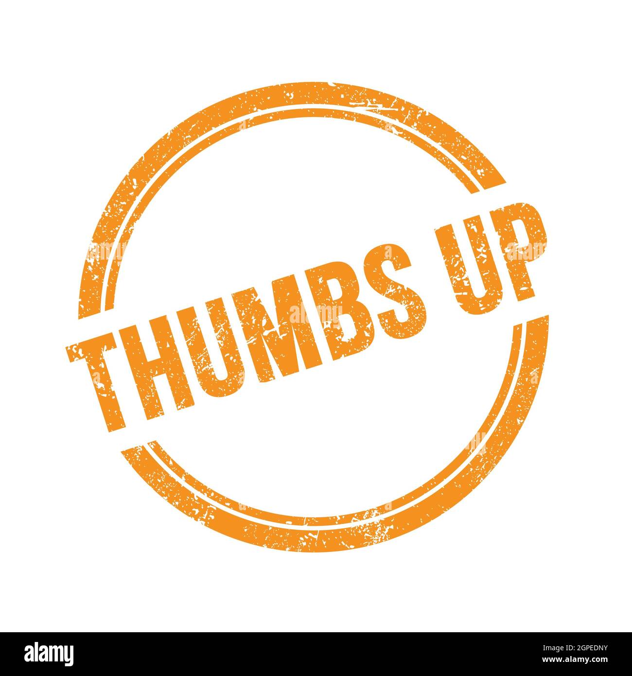 THUMBS UP text written on orange grungy vintage round stamp Stock Photo ...
