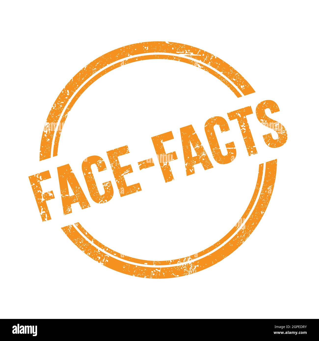FACE-FACTS text written on orange grungy vintage round stamp Stock ...