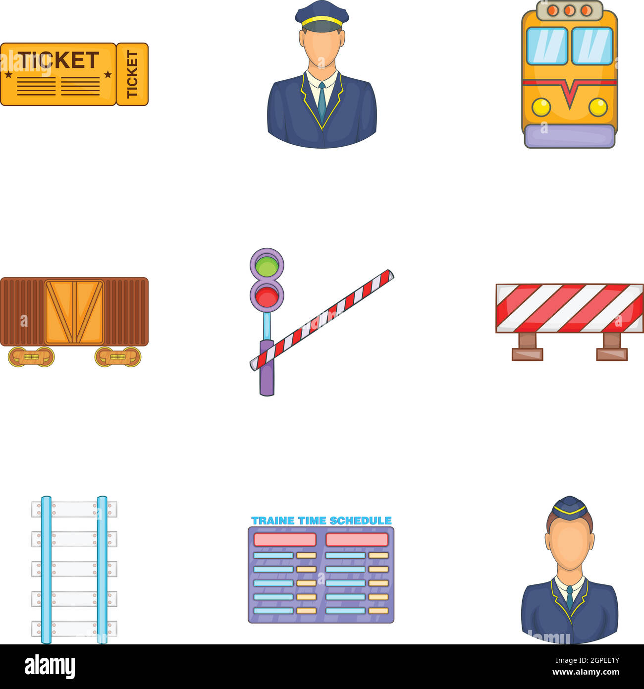 Railway icons set, cartoon style Stock Vector Image & Art - Alamy