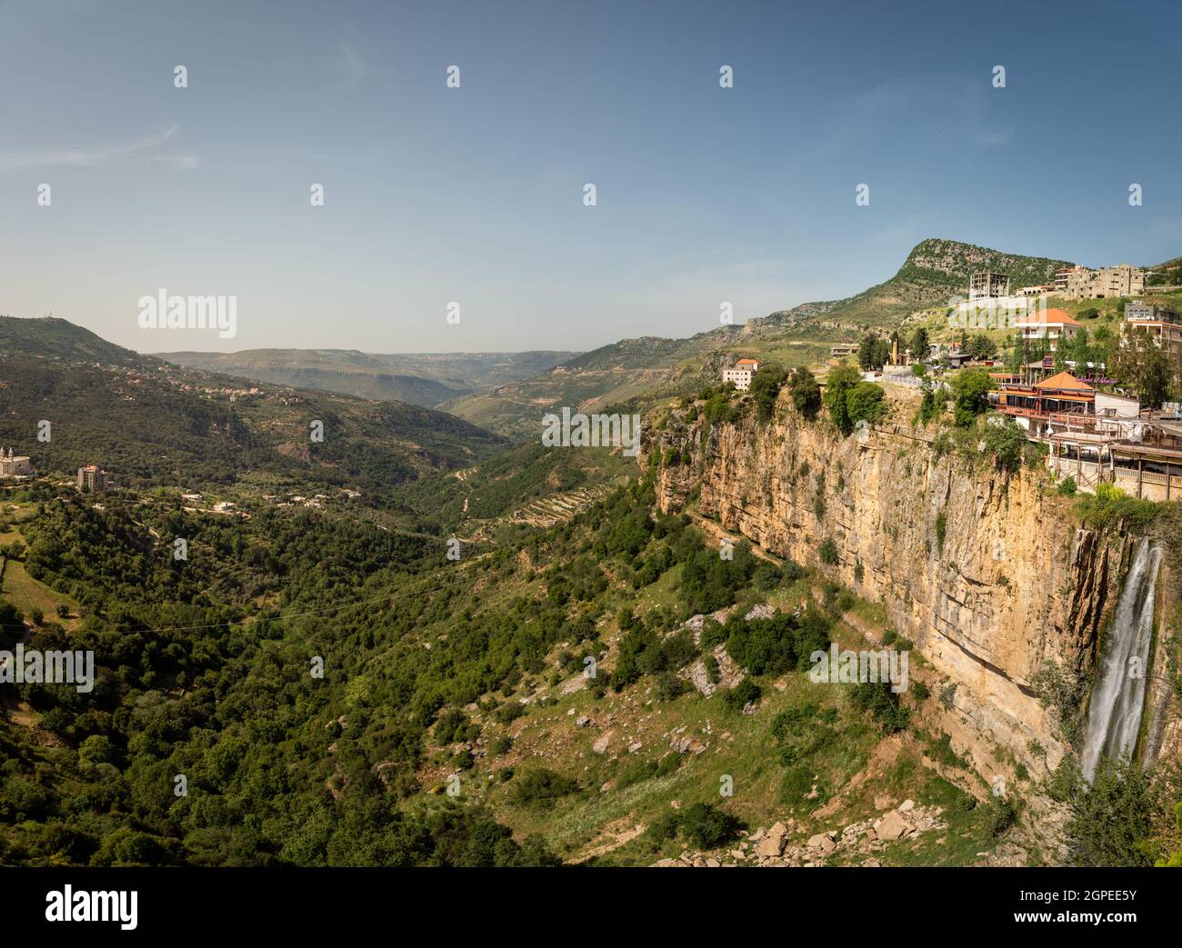 Panorama of Jezzine town and landscape with famous 90 meter high ...