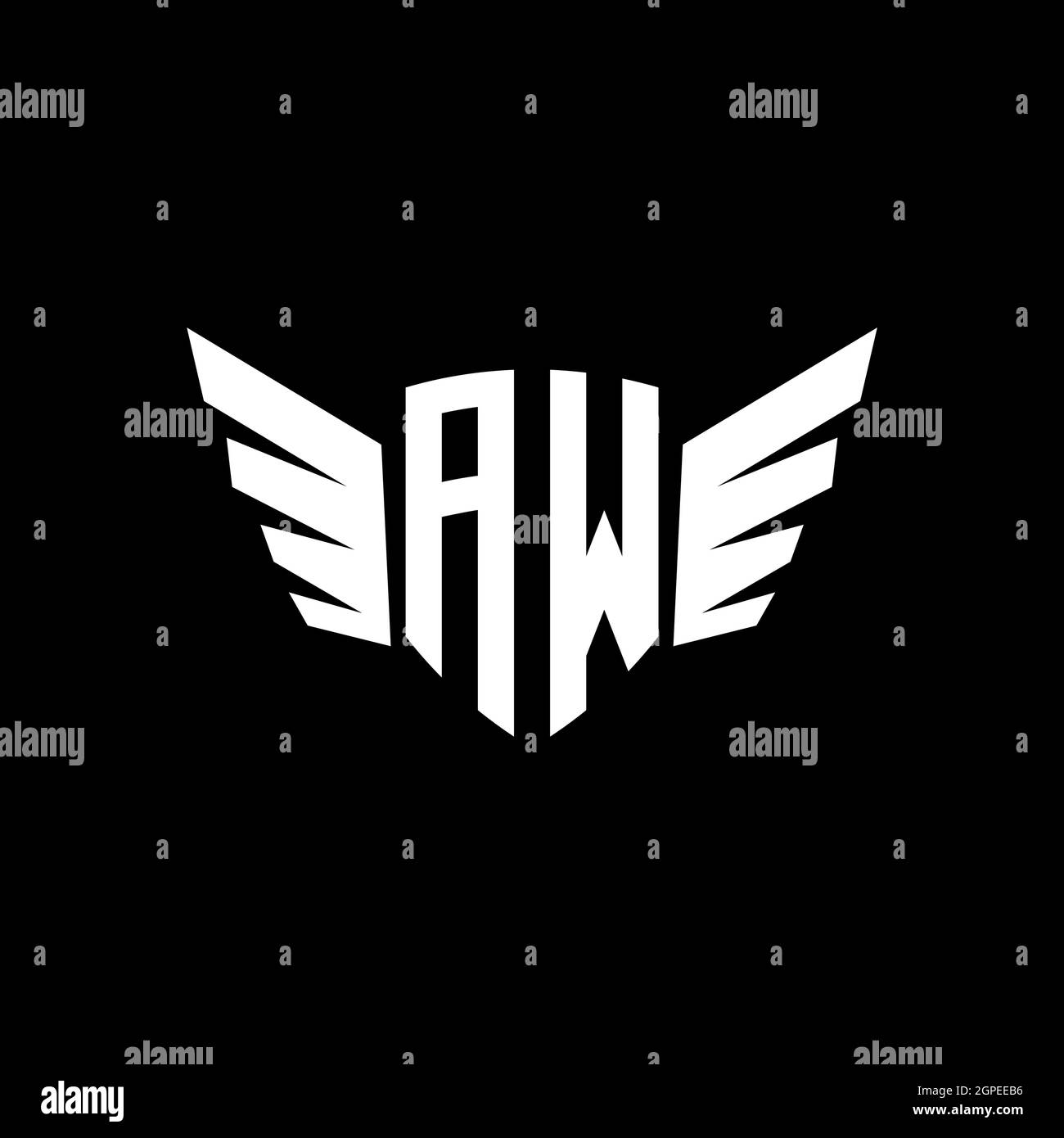 AW Monogram geometric shape style template. Monogram initial design ...