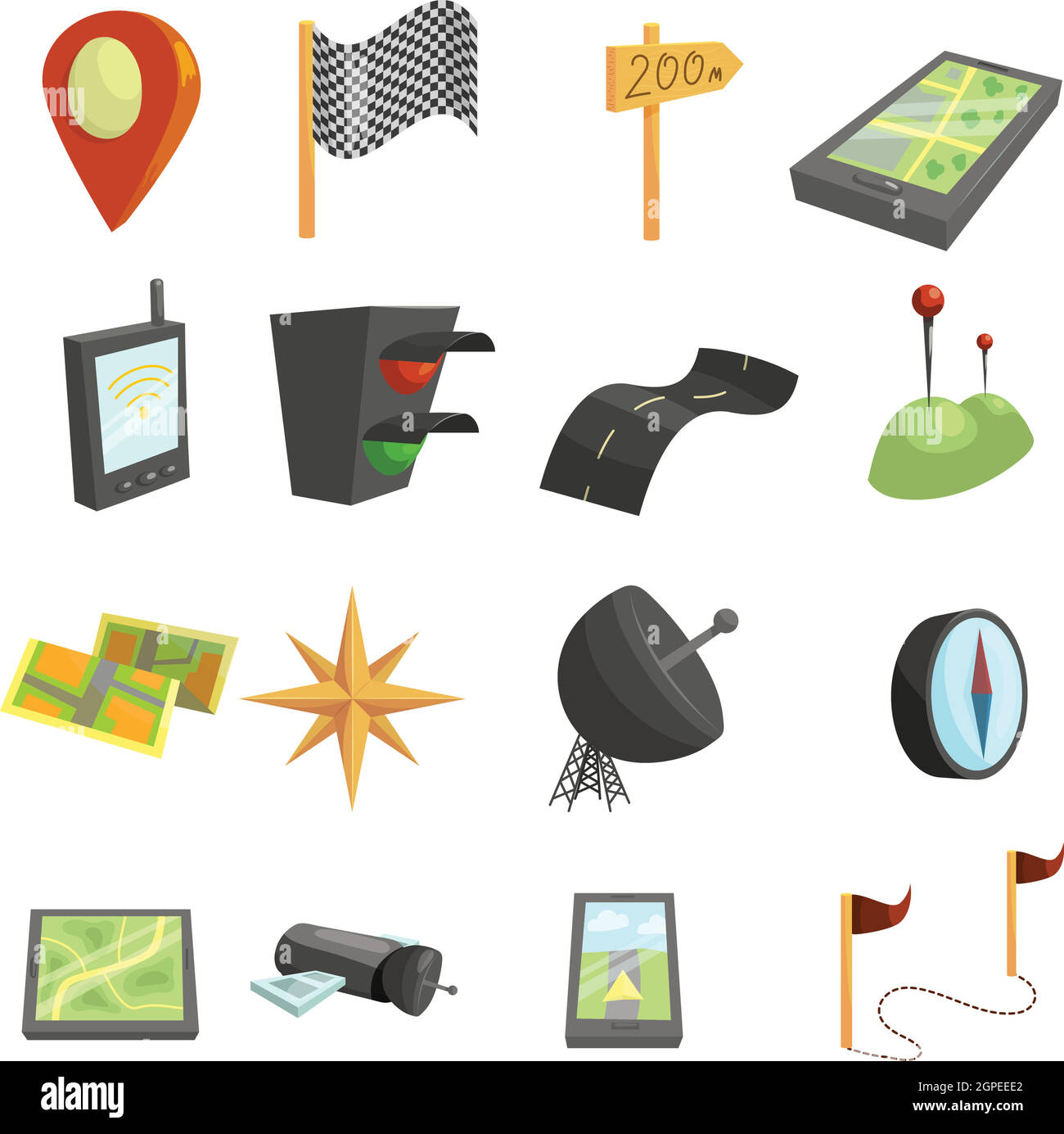 GPS navigation icons set, cartoon style Stock Vector Image & Art - Alamy