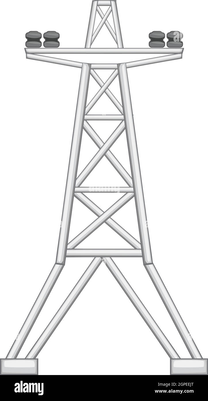 Electric line tower icon, gray monochrome style Stock Vector Image ...