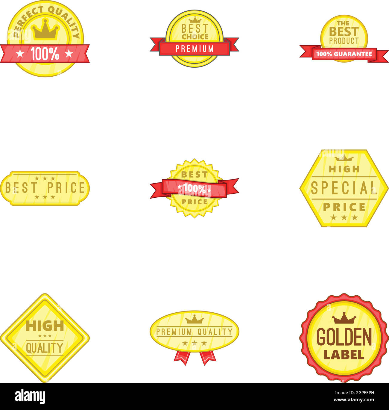 Best quality label icons set, cartoon style Stock Vector Image & Art ...