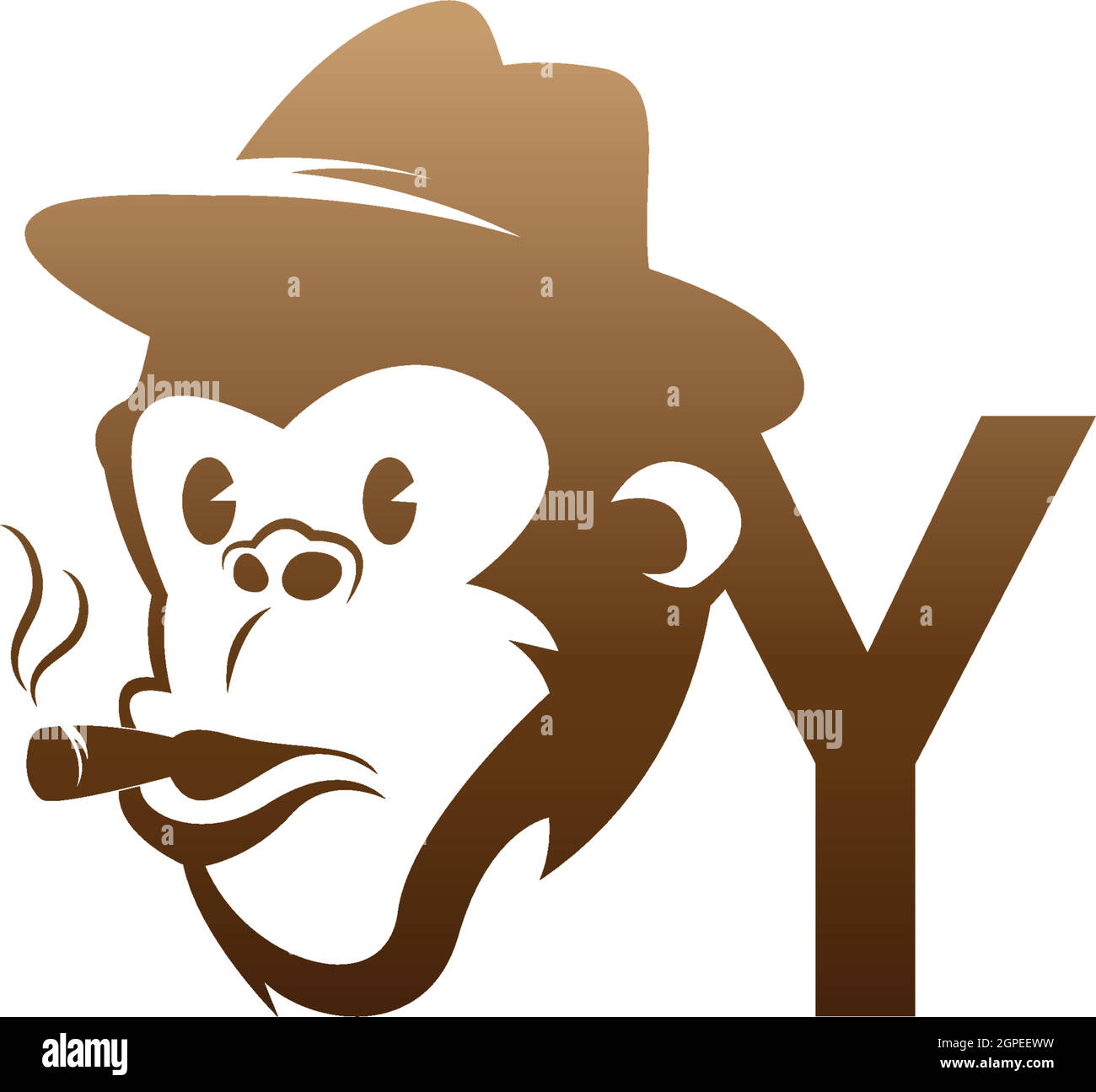 Monkey head icon logo with letter Y template design Stock Vector Image ...