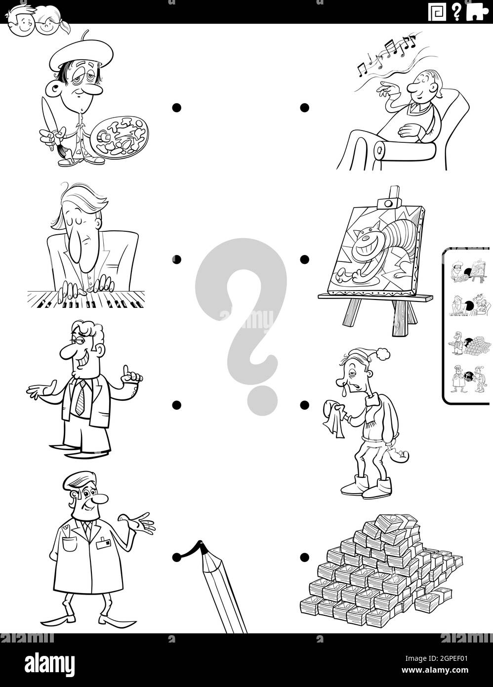 match people characters and objects coloring book page Stock Vector ...