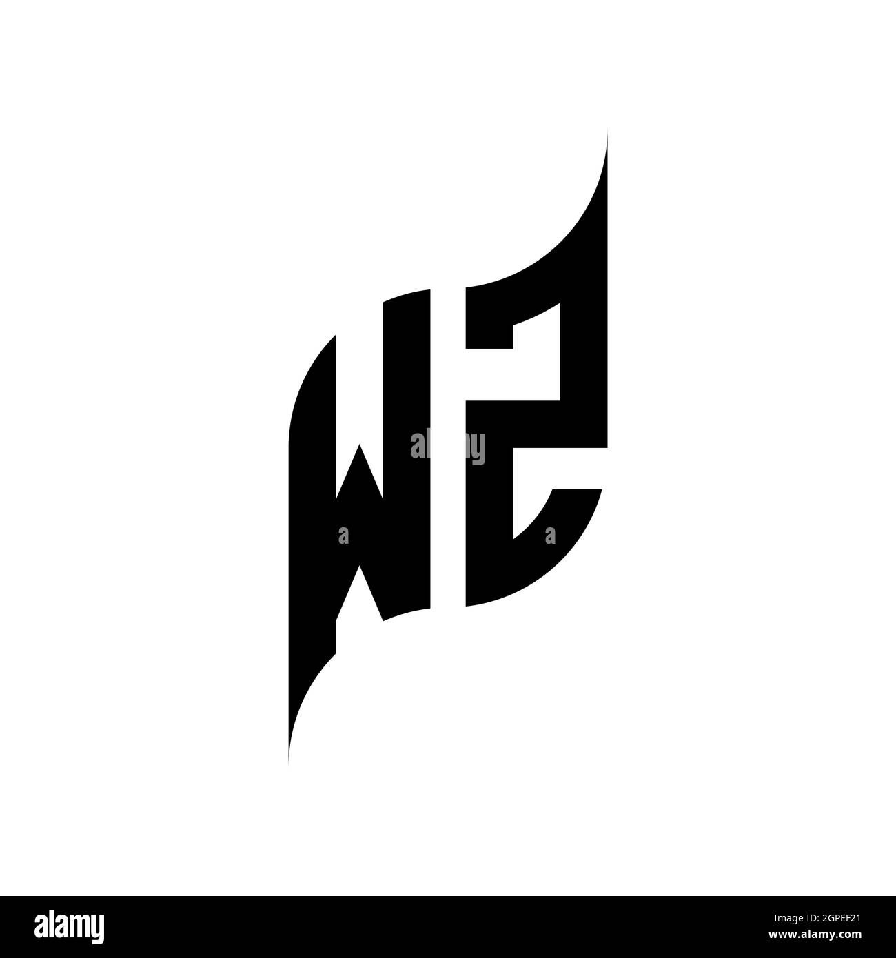 WZ Monogram geometric shape style template. Monogram initial design ...
