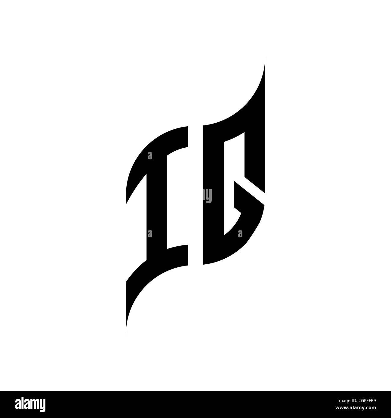 IQ Monogram geometric shape style template. Monogram initial design vector isolated on white ...