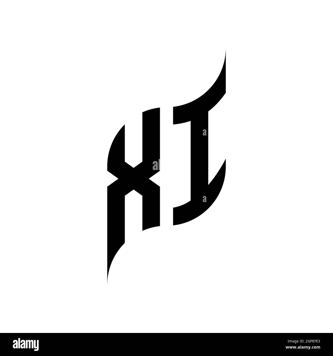 XI Monogram geometric shape style template. Monogram initial design ...