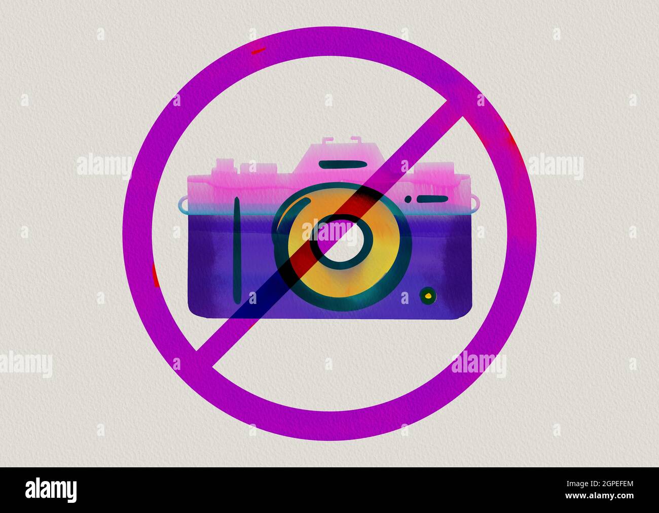 The sign of photography is forbidden, hand drawn, watecolors Stock ...