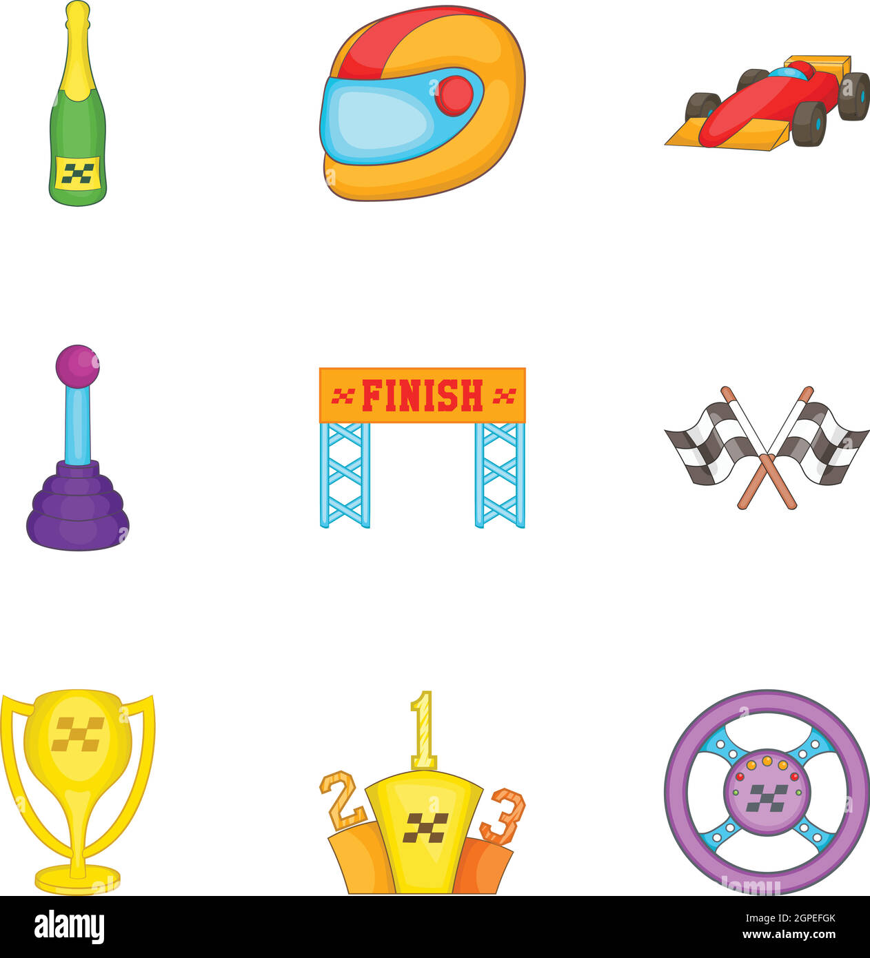 Championship formula 1 icons set, cartoon style Stock Vector Image ...