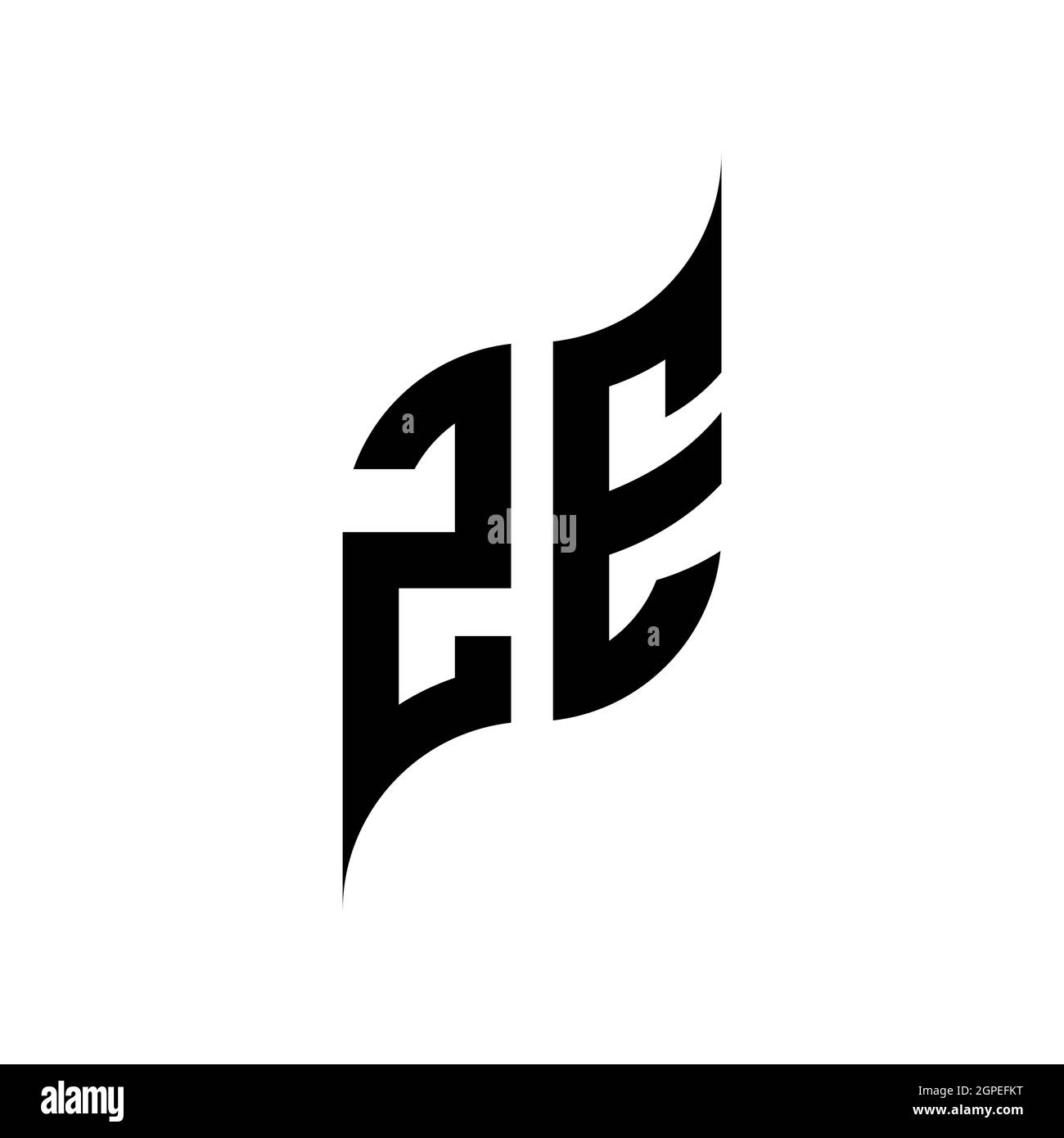 ZE Monogram Logo geometric initial with wing shape style design ...