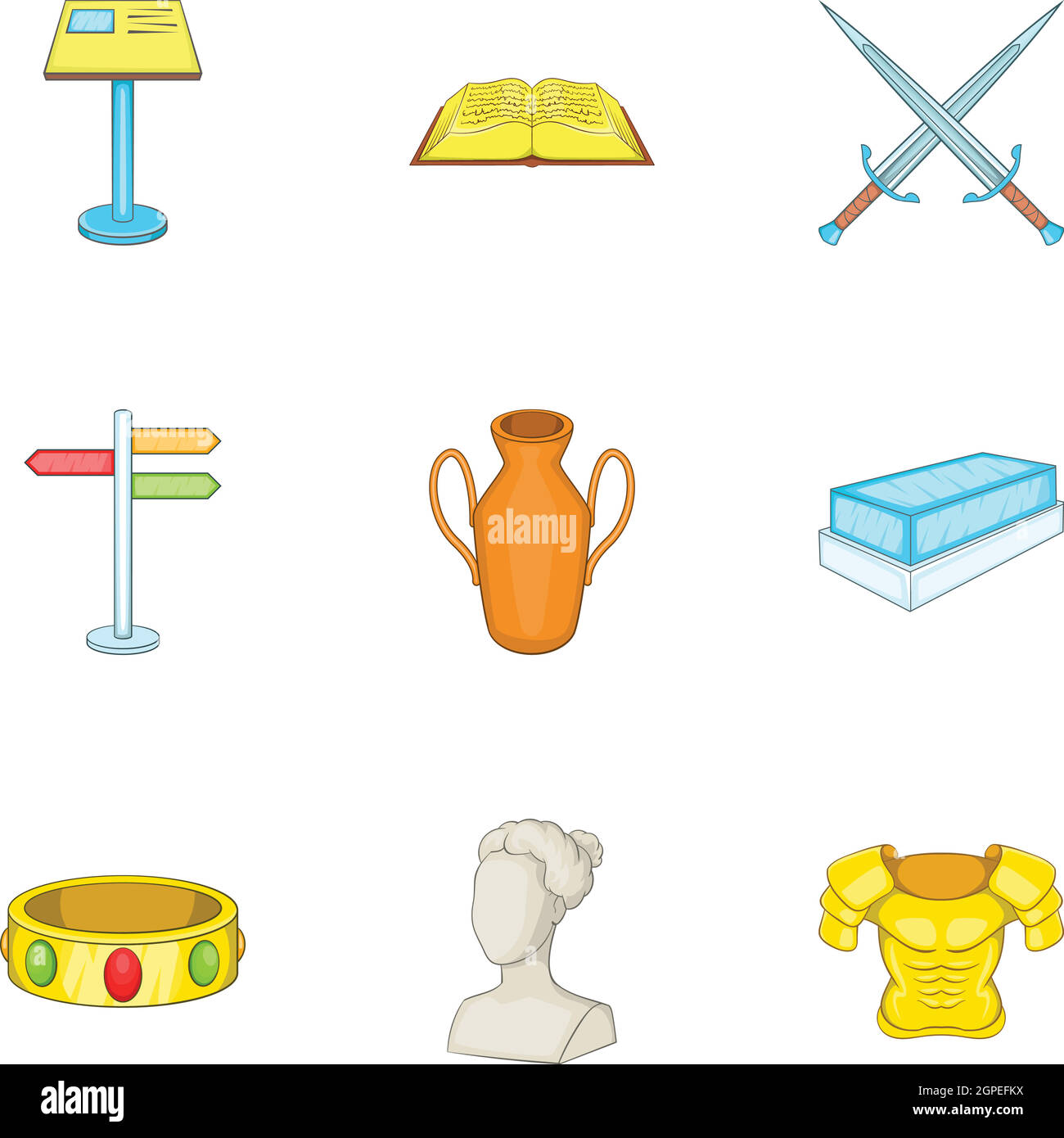Historical museum icons set, cartoon style Stock Vector Image & Art - Alamy