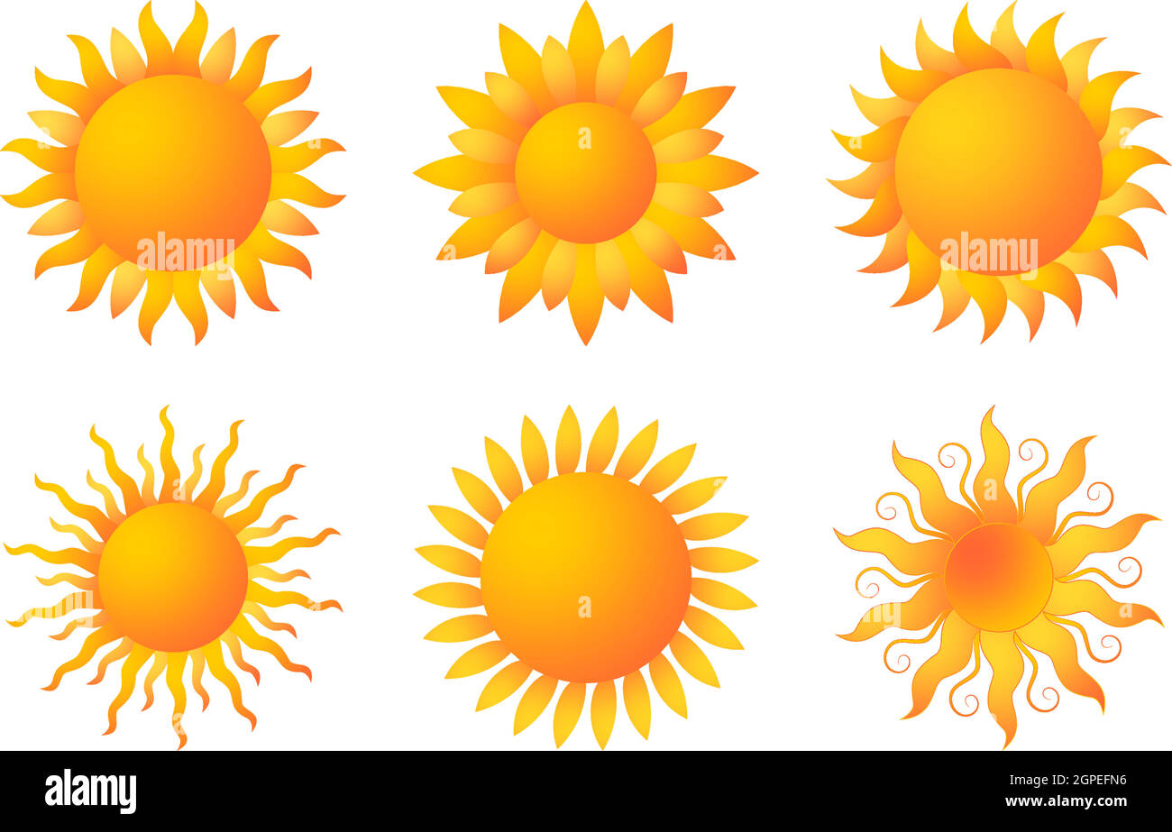 Sun or Sunshine vector with beams on a white isolated background Stock ...