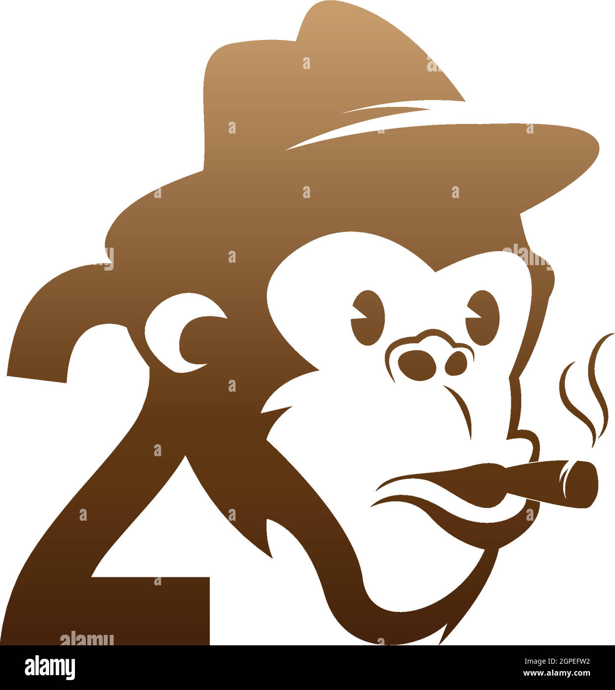 Monkey head icon logo with number 2 template design Stock Vector Image ...