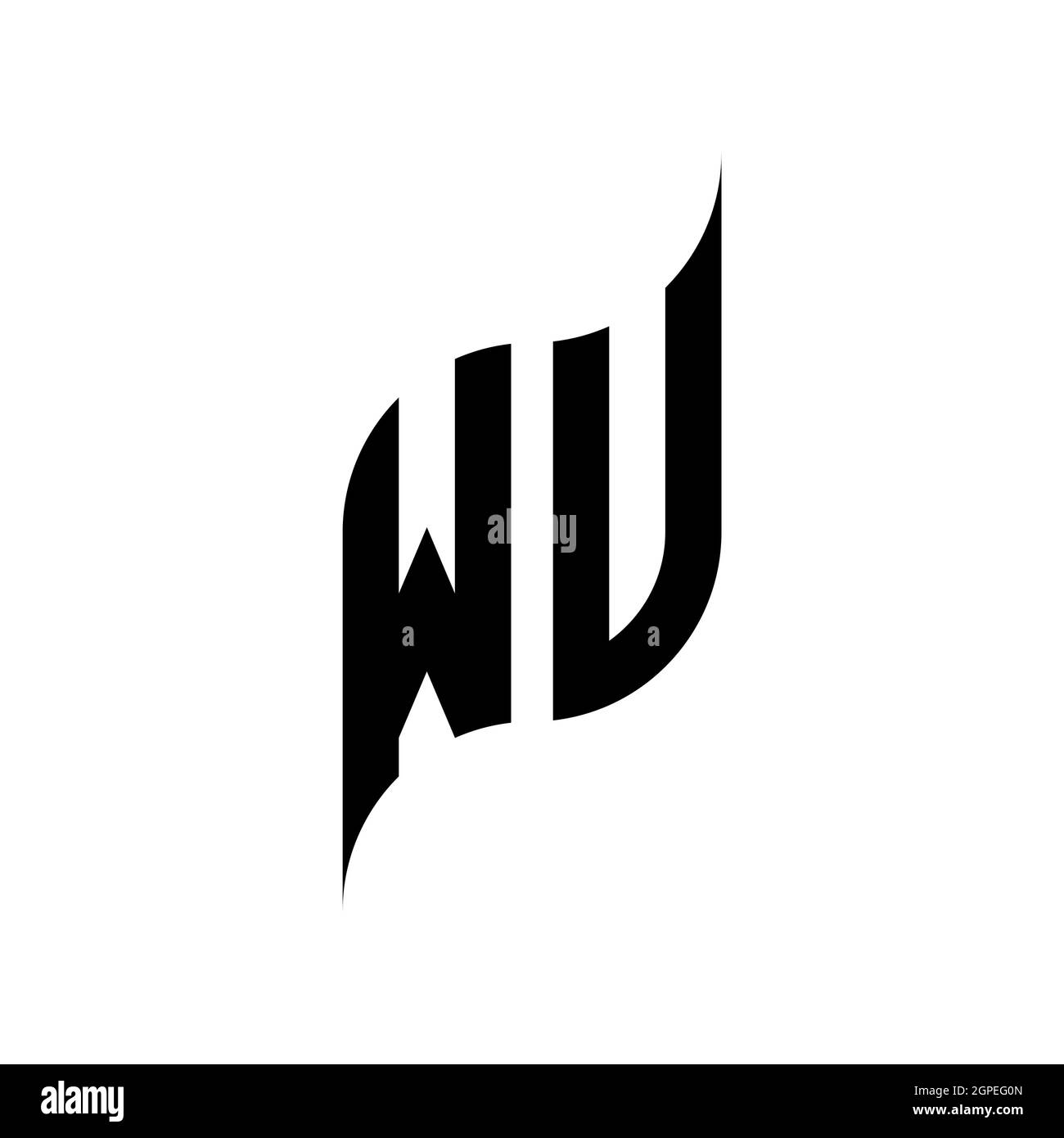 WU Monogram geometric shape style template. Monogram initial design ...