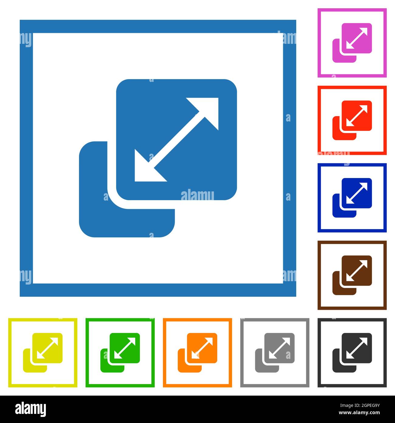 Resize element solid flat color icons in square frames on white ...