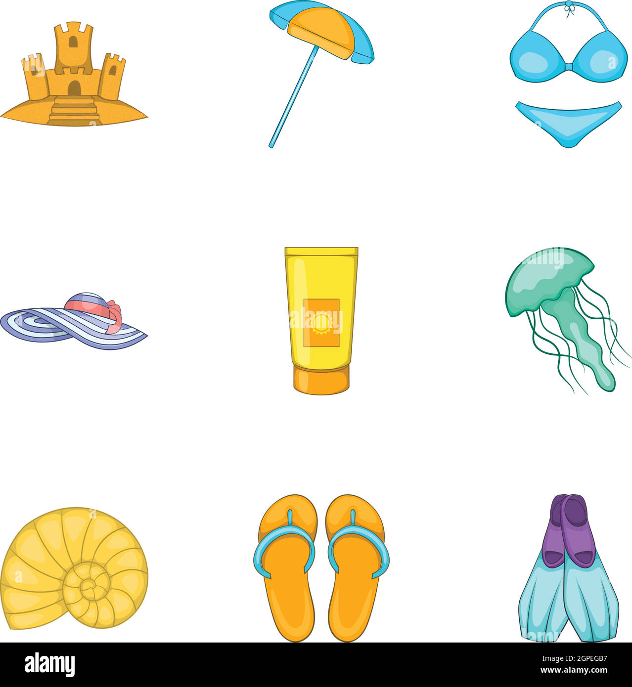 Beach icons set, cartoon style Stock Vector Image & Art - Alamy