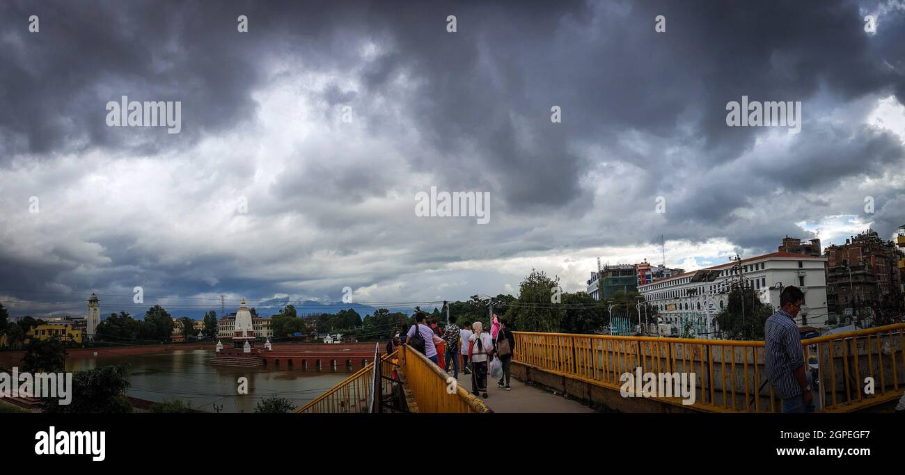 Kathmandu, Bagmati, Nepal. 29th Sep, 2021. Monsoon clouds hover ...