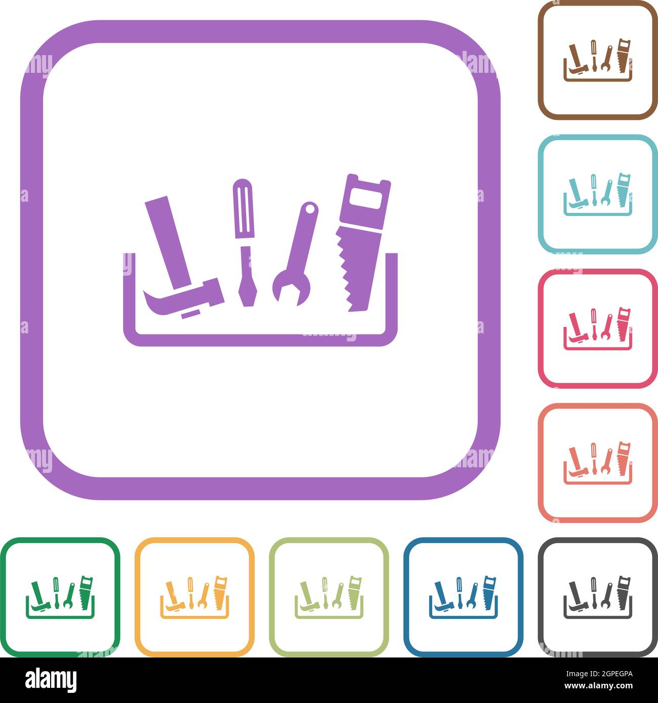 Toolbox simple icons in color rounded square frames on white background Stock Vector Image & Art ...