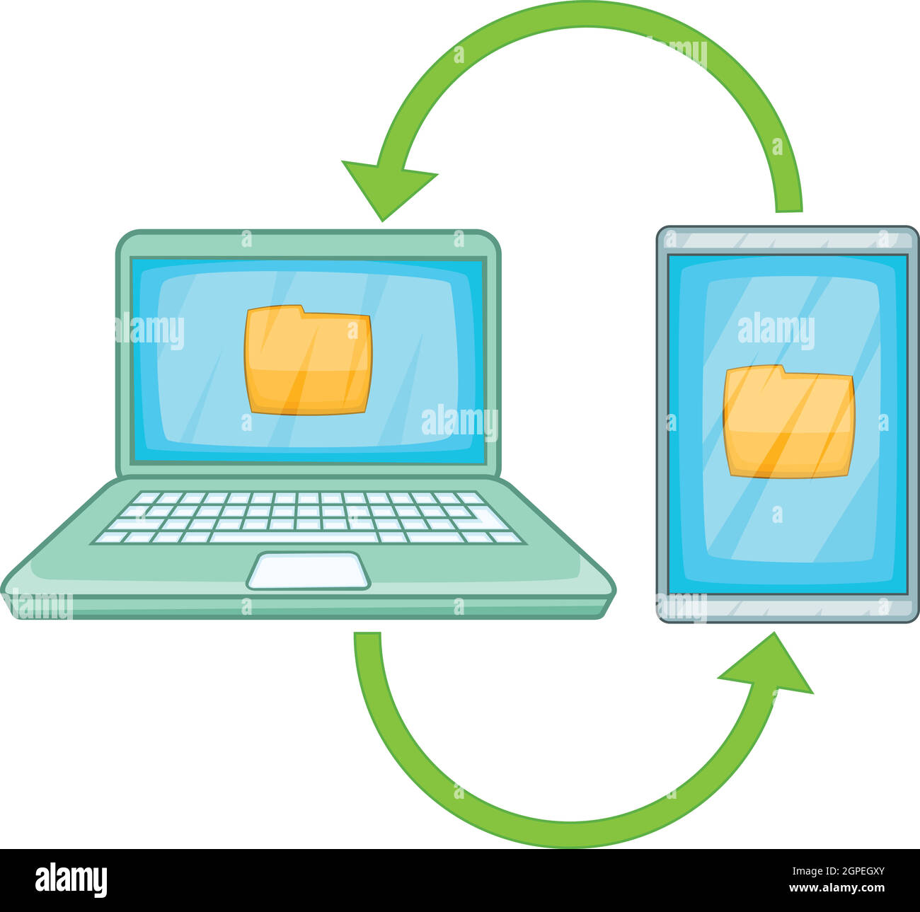 Mobile Data Synchronization Icon Cartoon Style Stock Vector Image