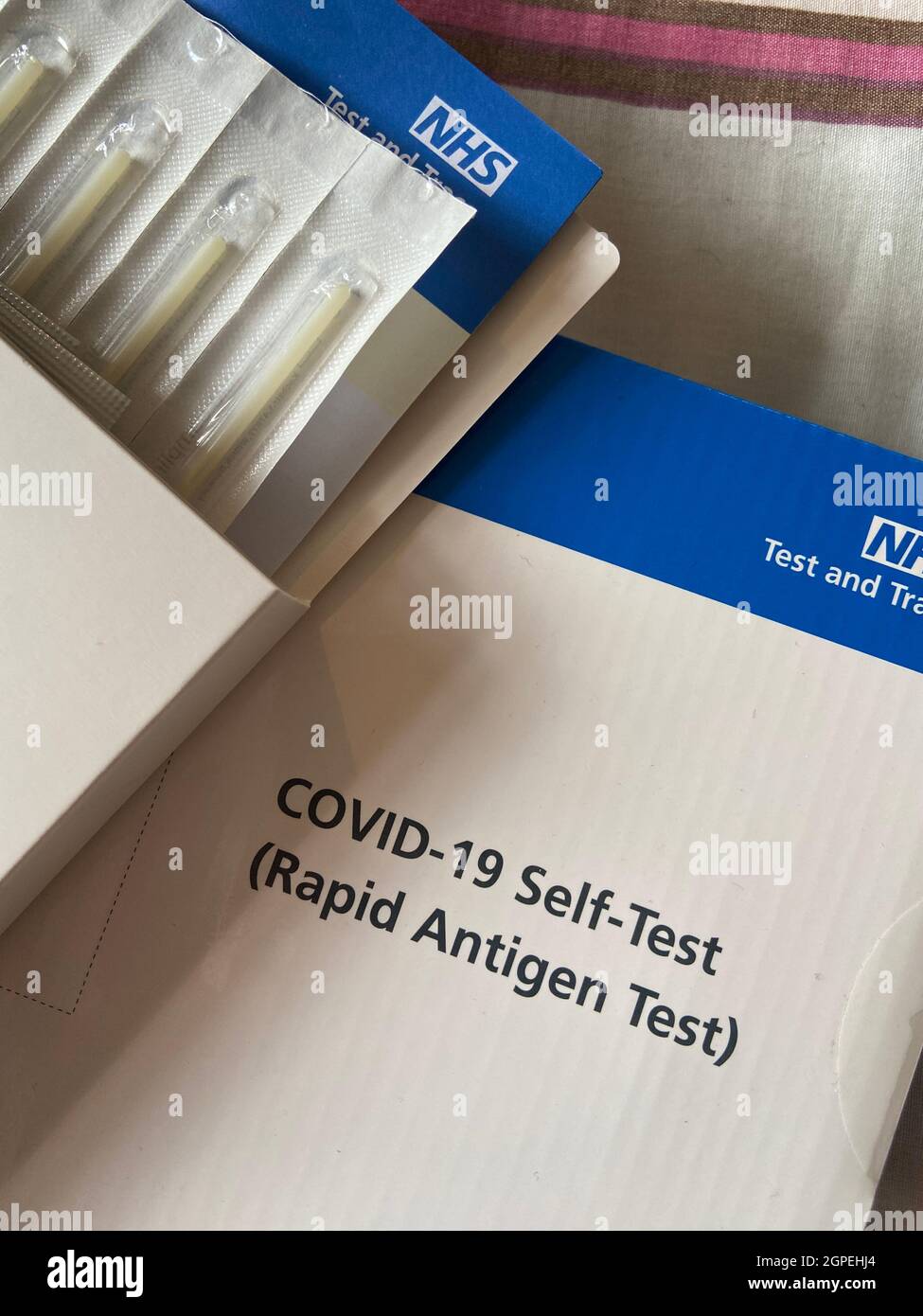 London, UK - 20.9.2021: NHS COVID-19 Self Test for Kids and family in ...