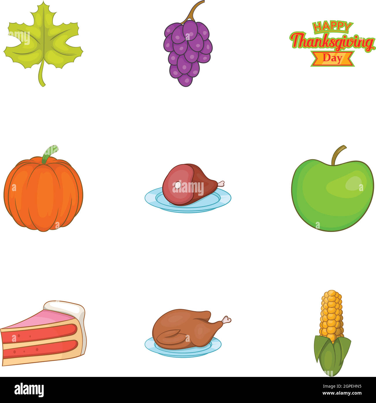 Happy thanksgiving autumn set Cut Out Stock Images & Pictures - Alamy