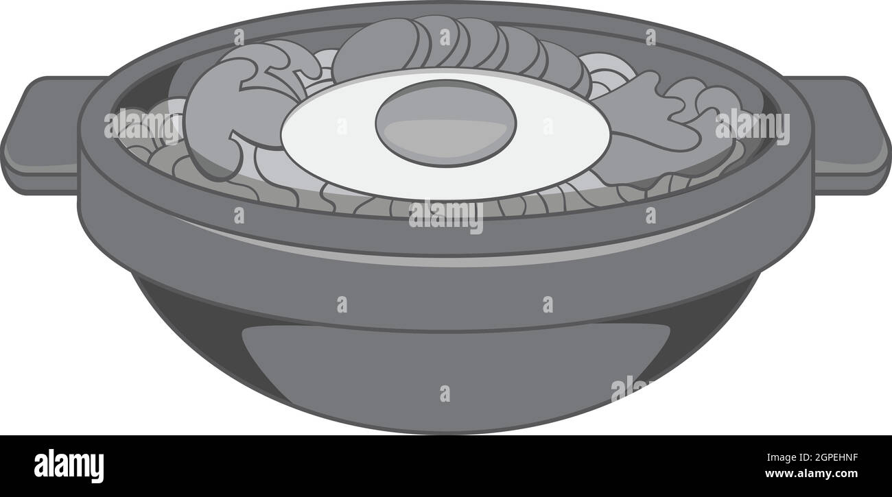 Bibimbap korean dish icon, gray monochrome style Stock Vector Image ...