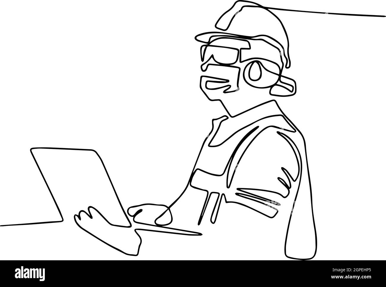 Engineer hardhat tablet Cut Out Stock Images & Pictures - Alamy