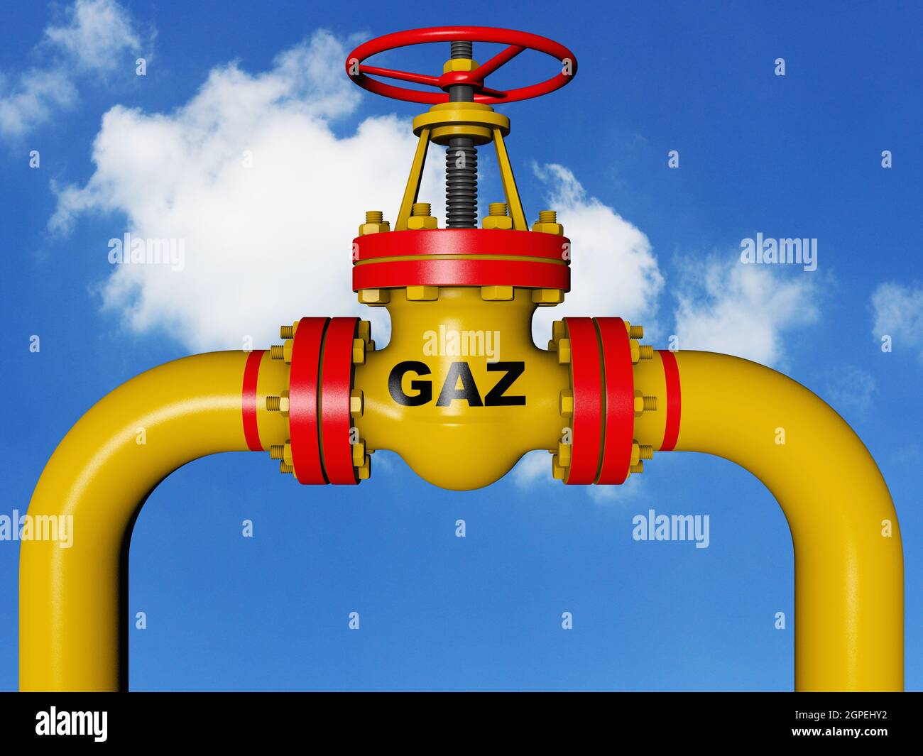 Gaz valve. 3D render Stock Photo - Alamy