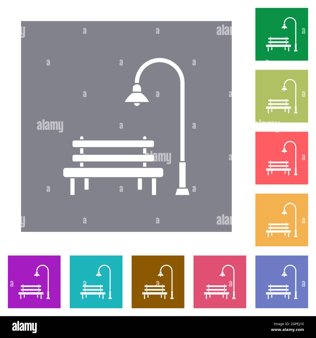 Park flat icons on simple color square backgrounds Stock Vector Image ...