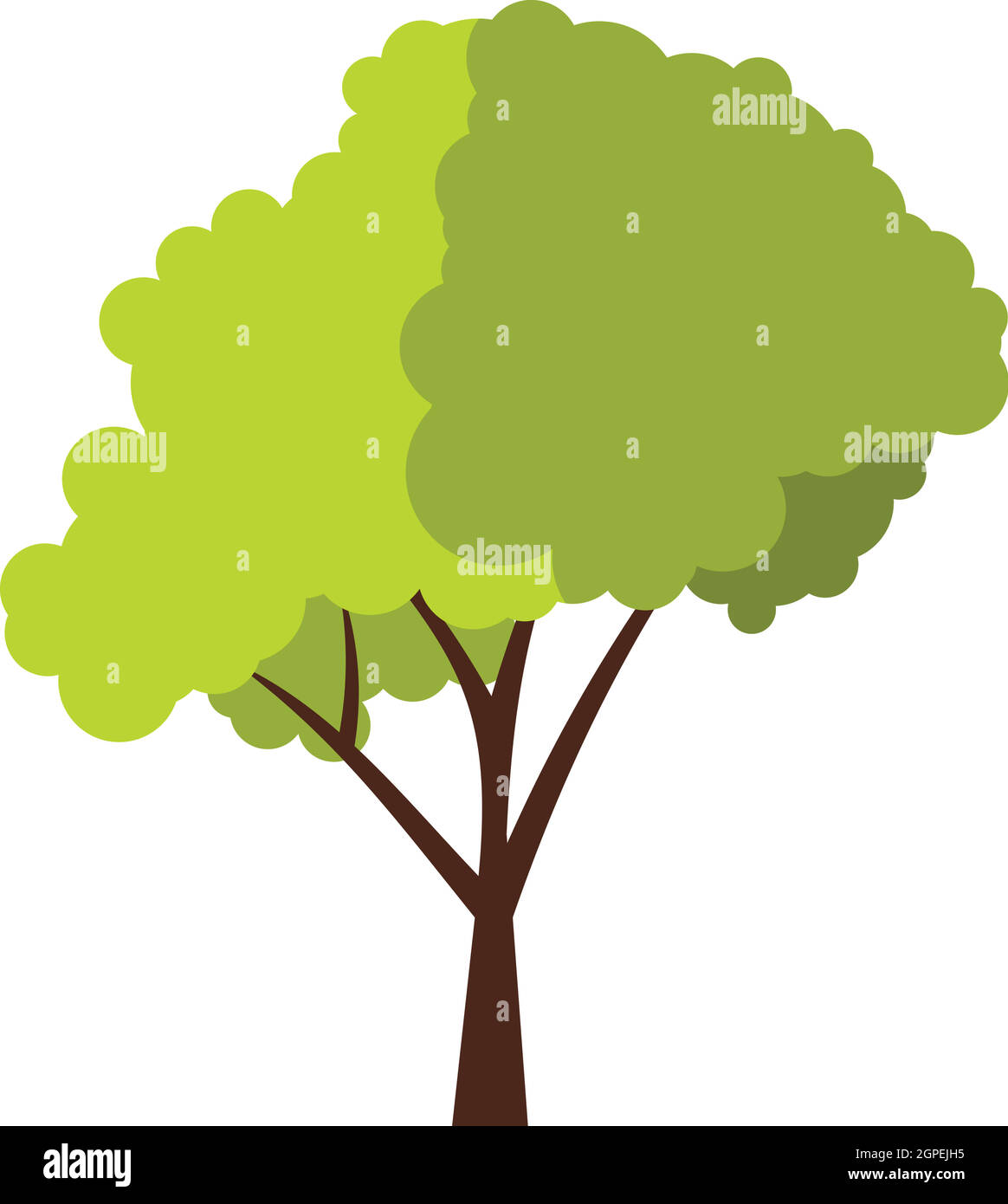Green tree with fluffy crown icon, flat style Stock Vector Image & Art ...